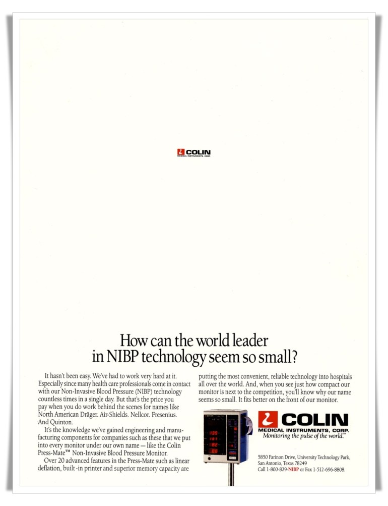 Colin Medical Instruments—Print – TomJonesNBTX