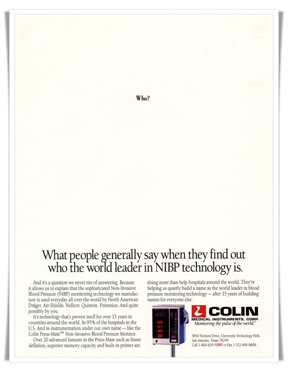 Colin Medical Instruments—Print – TomJonesNBTX